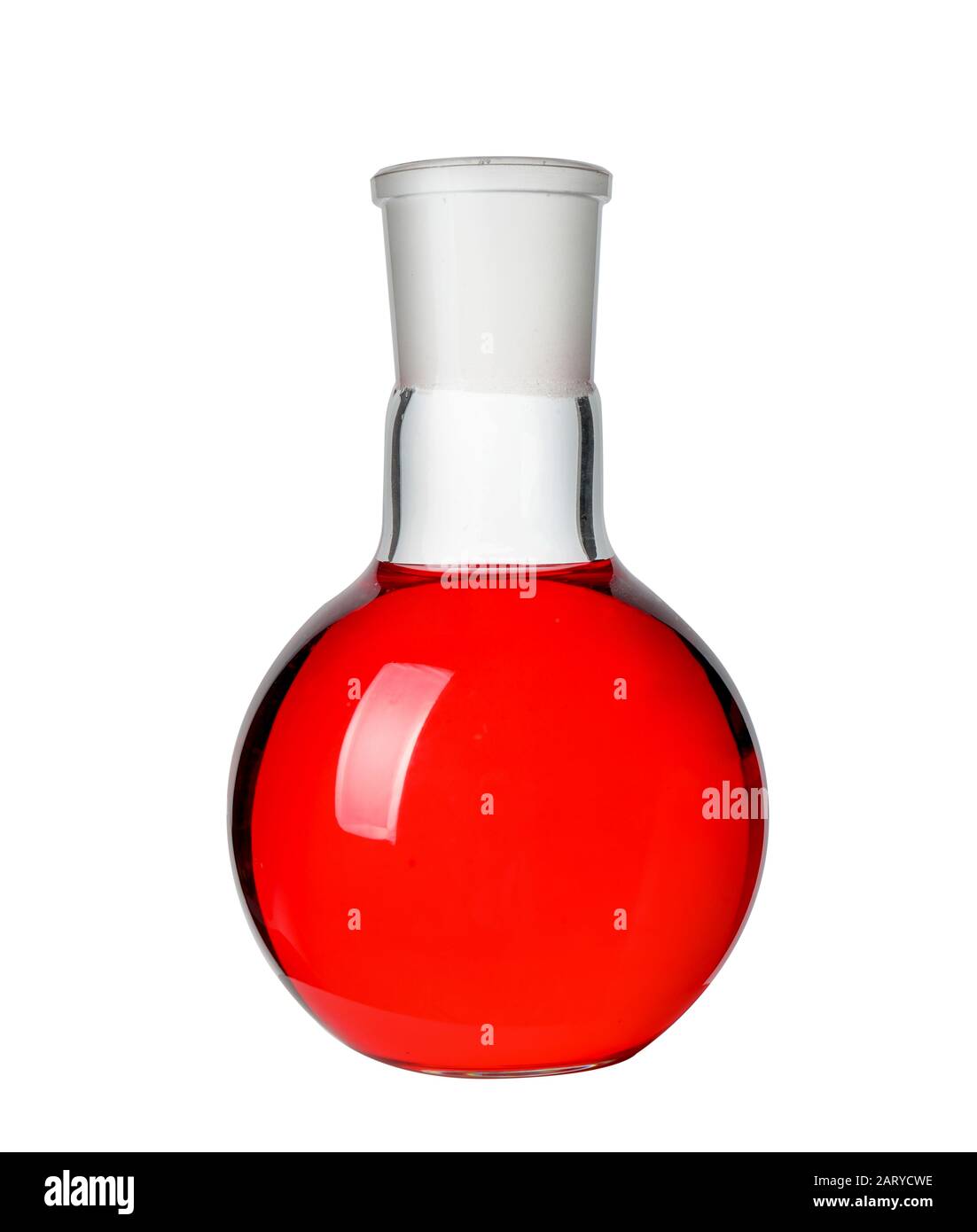 Flask with color sample on white background Stock Photo - Alamy