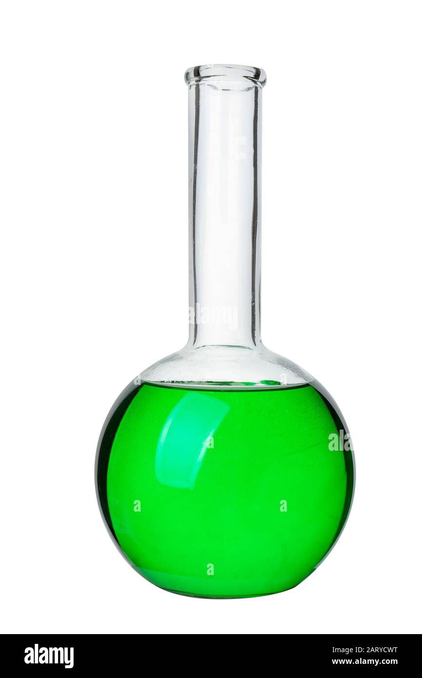 Flask with color sample on white background Stock Photo - Alamy