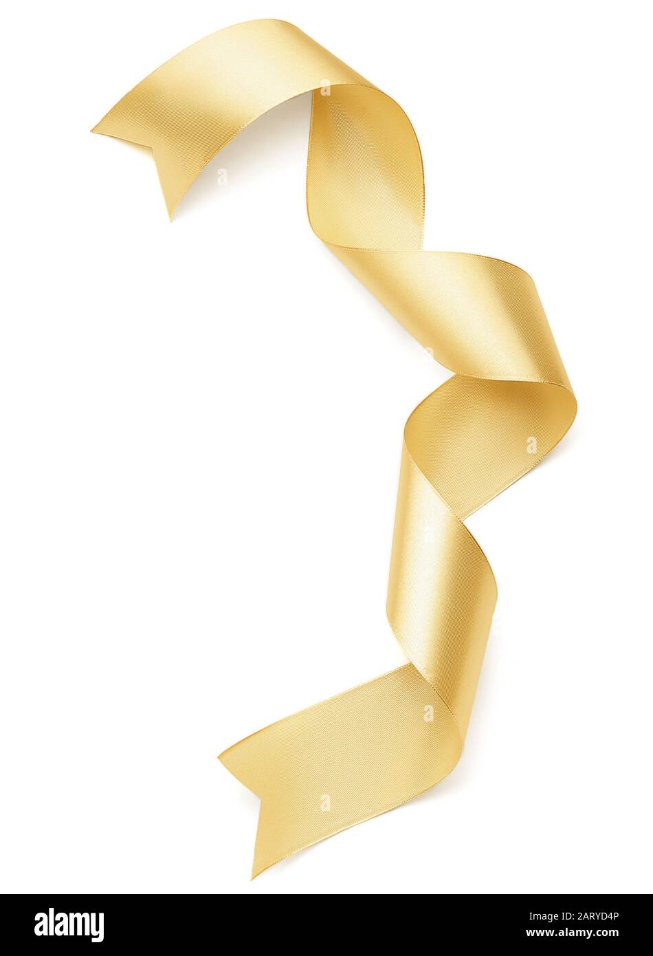 Beautiful golden ribbon on white background Stock Photo - Alamy