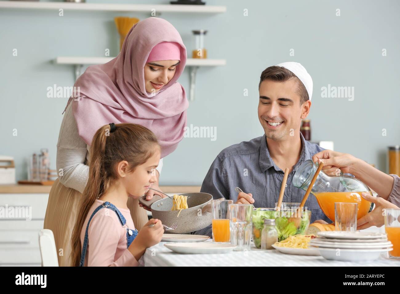 Muslim family children at home hi-res stock photography and images - Alamy