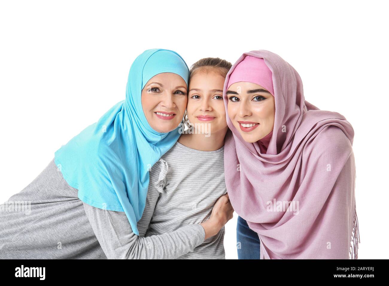 Portrait of Muslim family on white background Stock Photo - Alamy