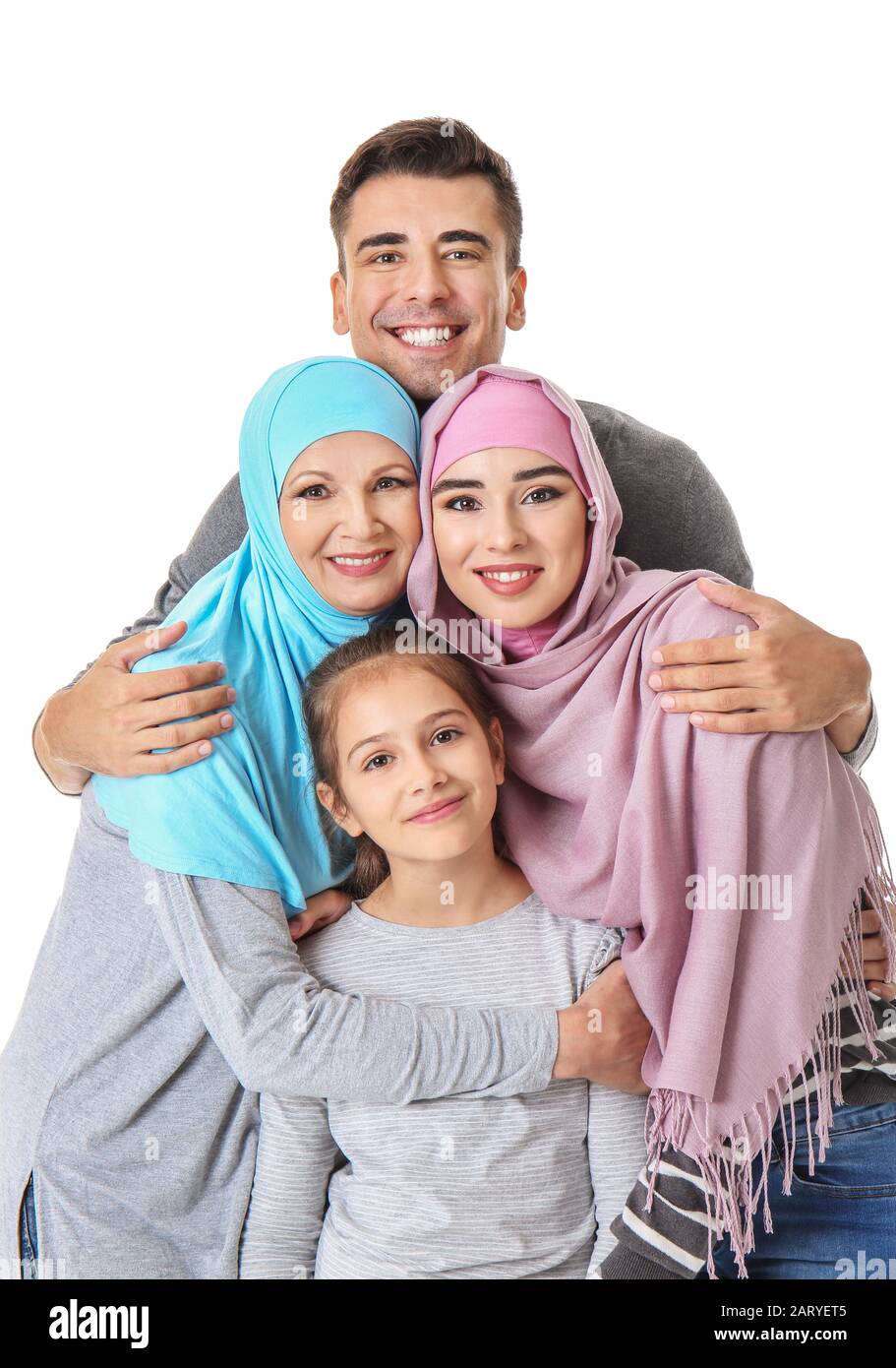 Portrait of Muslim family on white background Stock Photo - Alamy