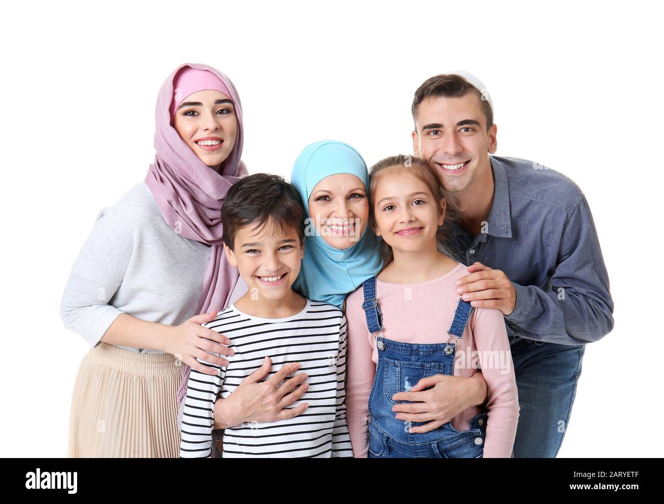 Portrait of Muslim family on white background Stock Photo - Alamy
