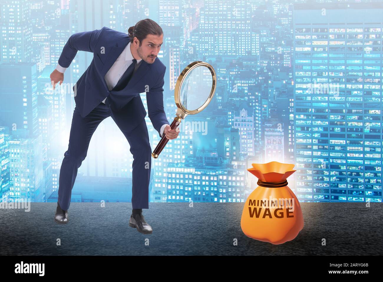 The concept of minimum wage with businessman Stock Photo - Alamy