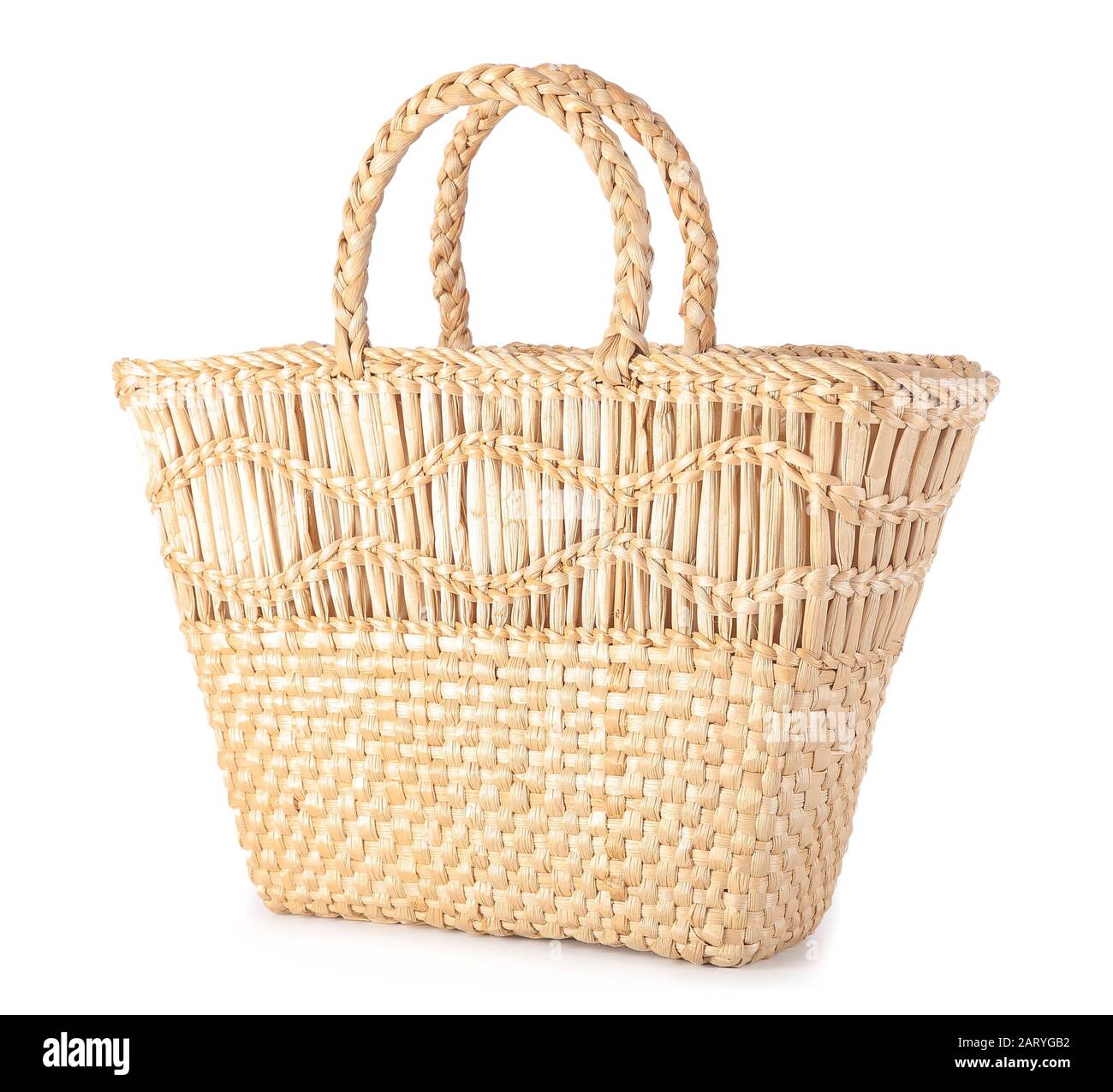 Stylish beach bag on white background Stock Photo - Alamy