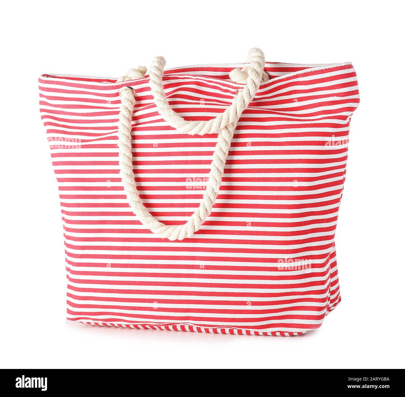 Stylish beach bag on white background Stock Photo - Alamy