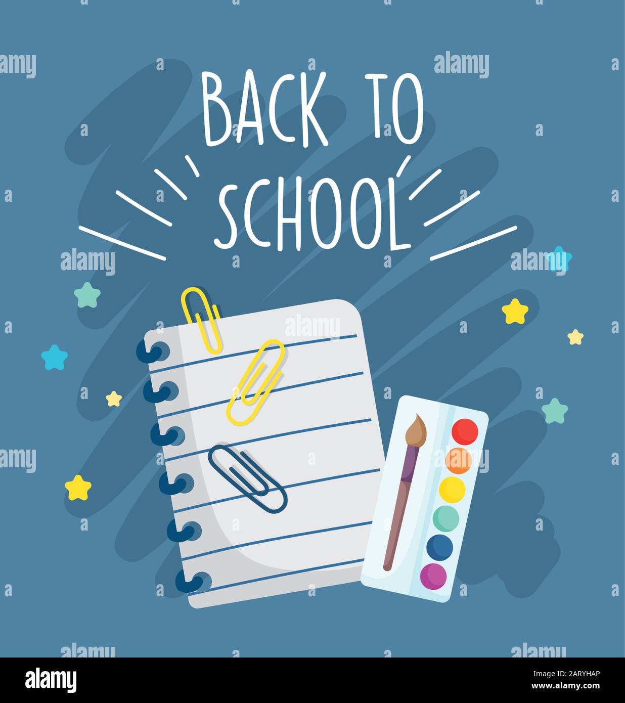 back to school education notepad palette color and clips vector ...