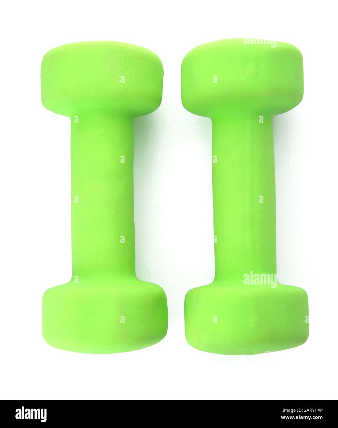 Color dumbbells on white background Stock Photo - Alamy