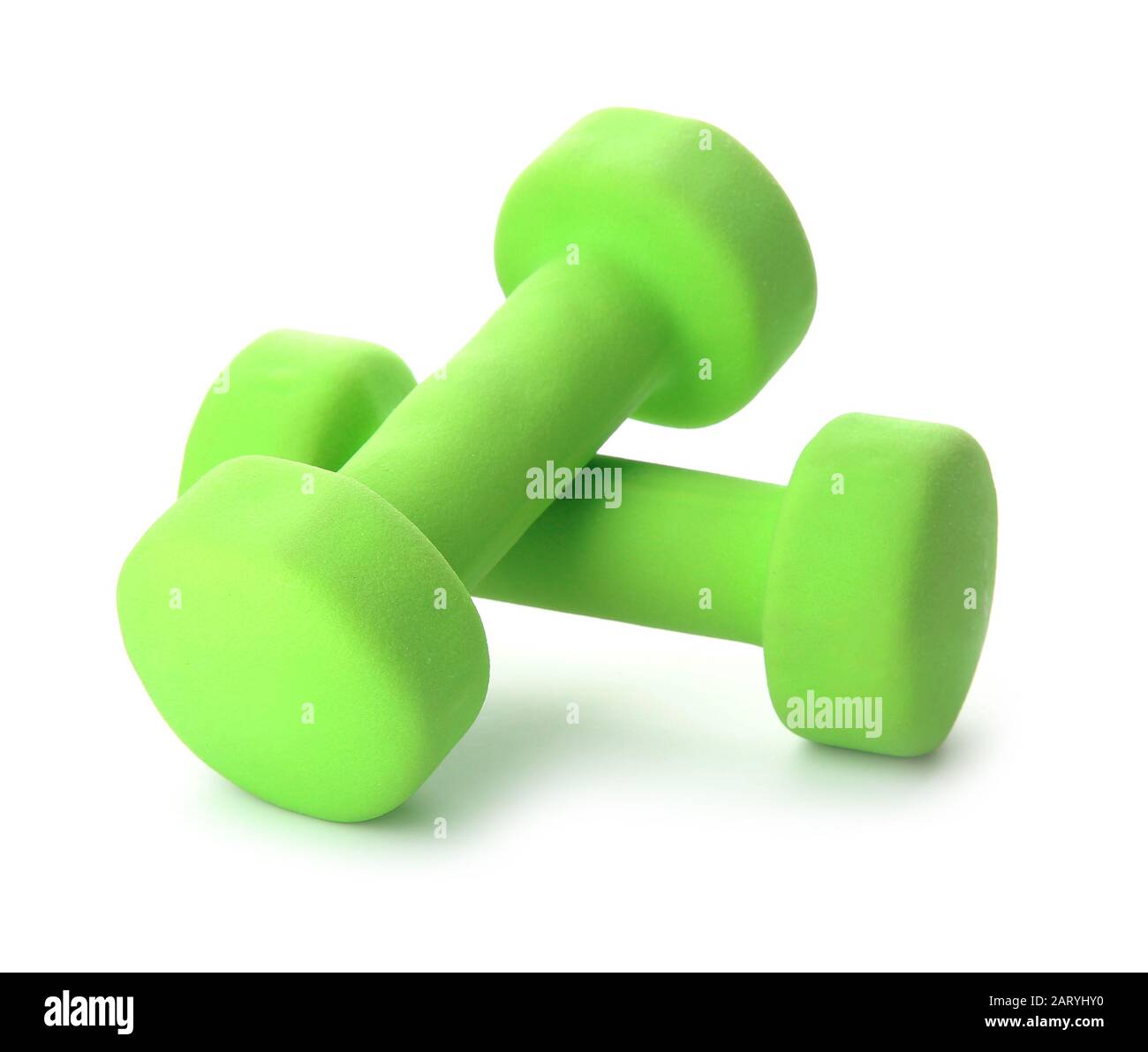 Color dumbbells on white background Stock Photo - Alamy