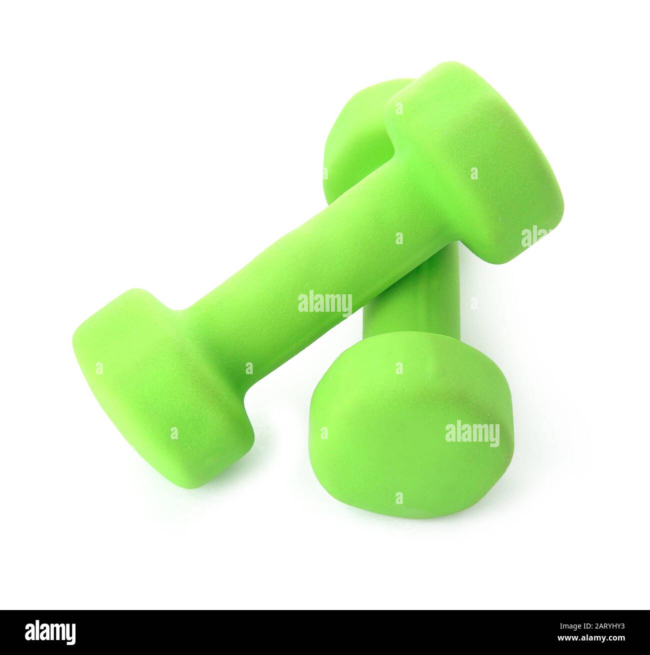 Color dumbbells on white background Stock Photo - Alamy