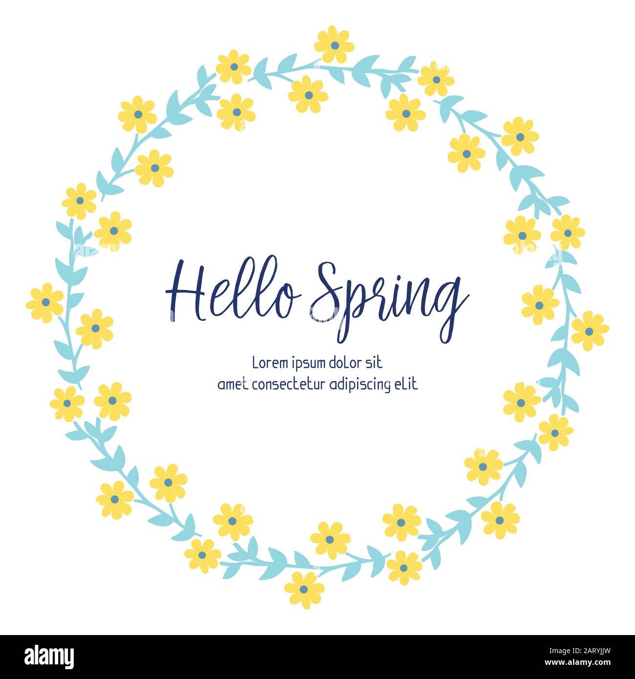 Yellow floral frame design and unique leaf pattern, for hello spring ...