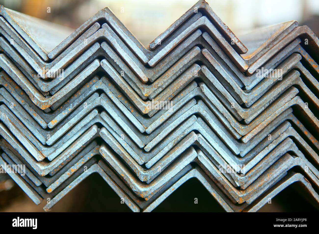 Metal profiles angle on the warehouse Stock Photo - Alamy