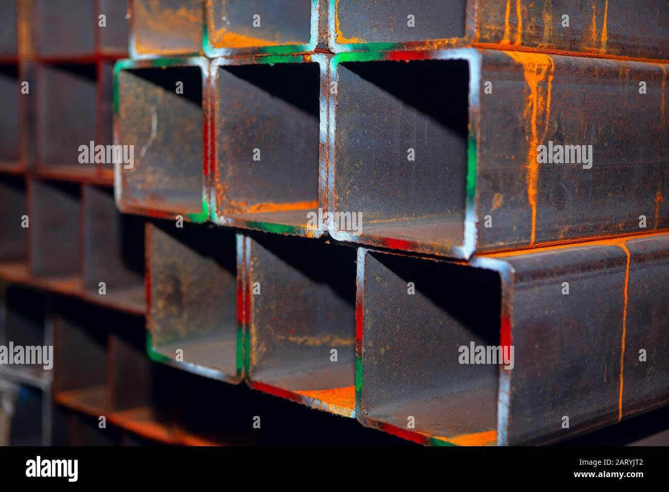 Metal profile square with colorful edge Stock Photo - Alamy