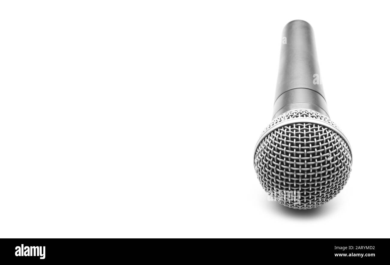 Modern microphone on white background Stock Photo - Alamy