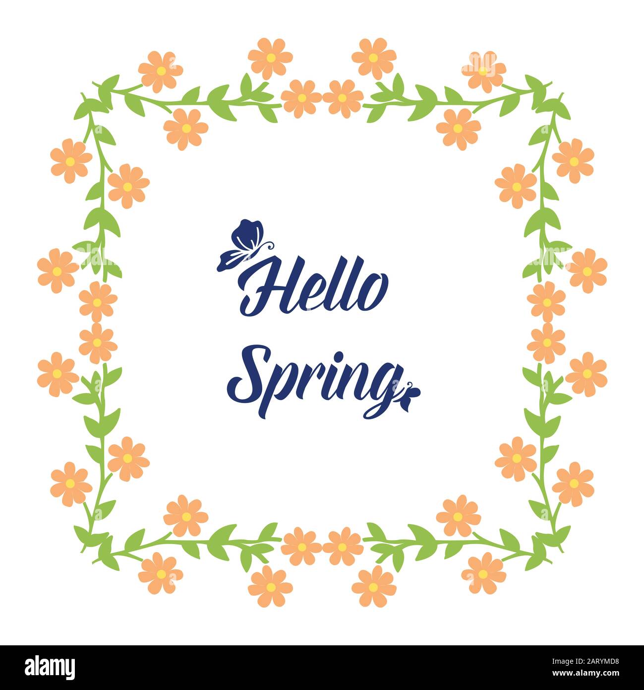 Elegant Pattern leaf and floral frame, with white background, for hello ...