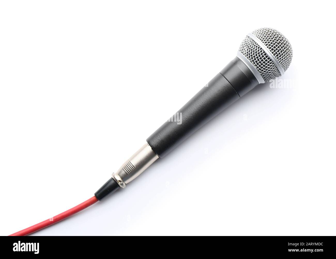 Modern microphone on white background Stock Photo - Alamy