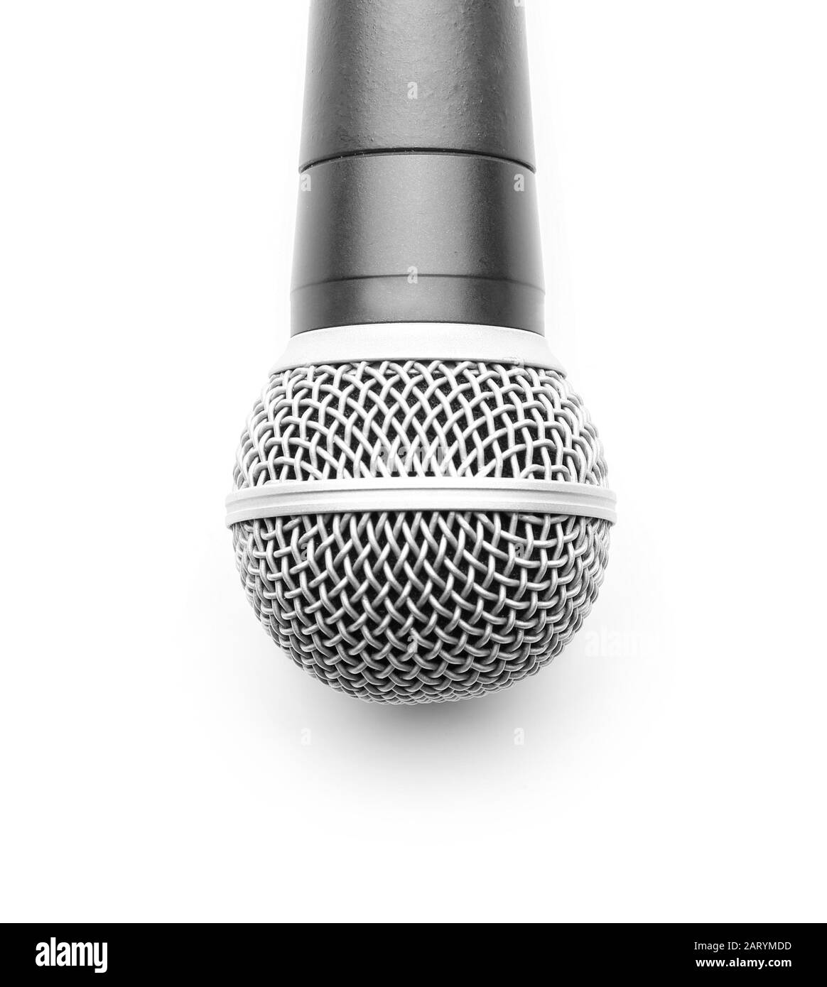 Modern microphone on white background Stock Photo - Alamy