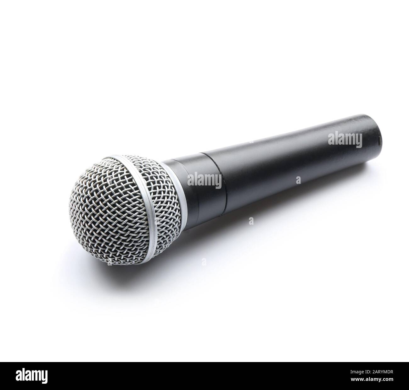 Modern microphone on white background Stock Photo - Alamy