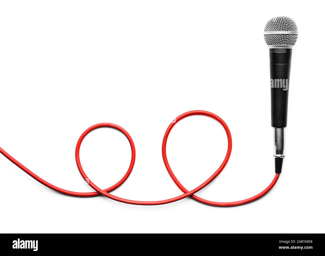 Modern microphone on white background Stock Photo - Alamy