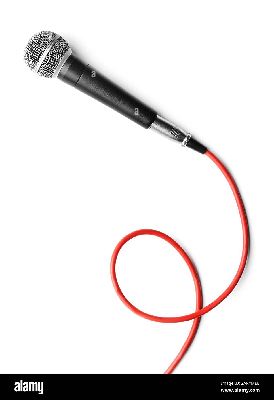 Modern microphone on white background Stock Photo - Alamy