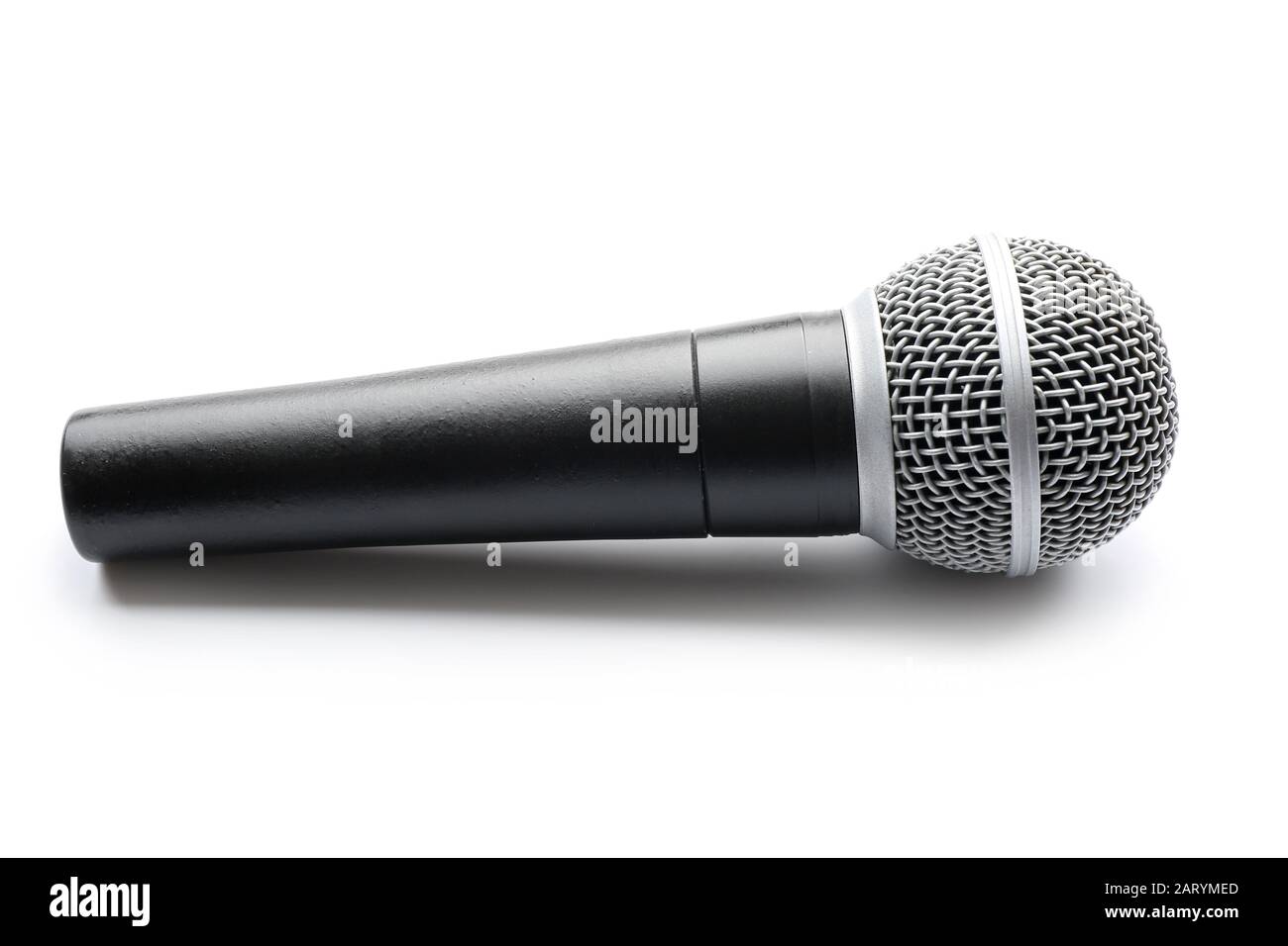 Modern microphone on white background Stock Photo - Alamy