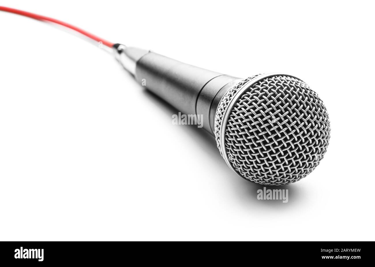 Modern microphone on white background Stock Photo - Alamy