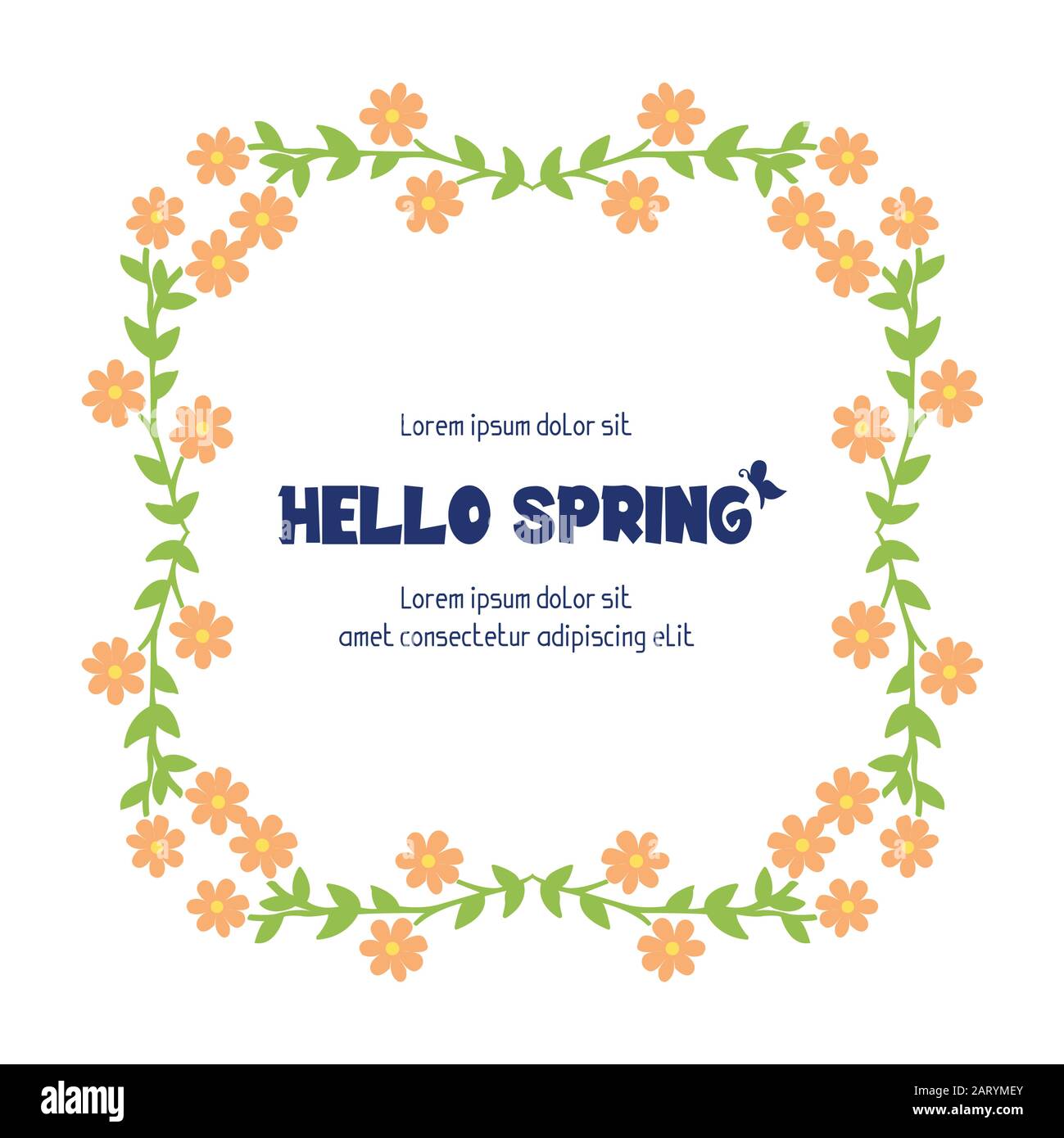 Elegant Pattern leaf and floral frame, with white background, for hello ...