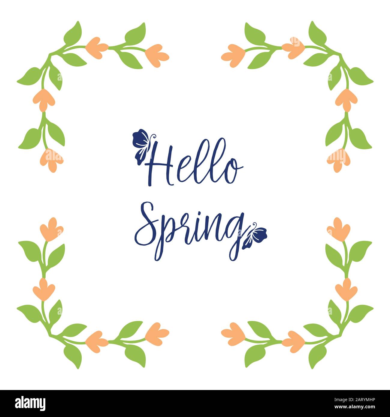 Elegant Pattern leaf and floral frame, with white background, for hello ...