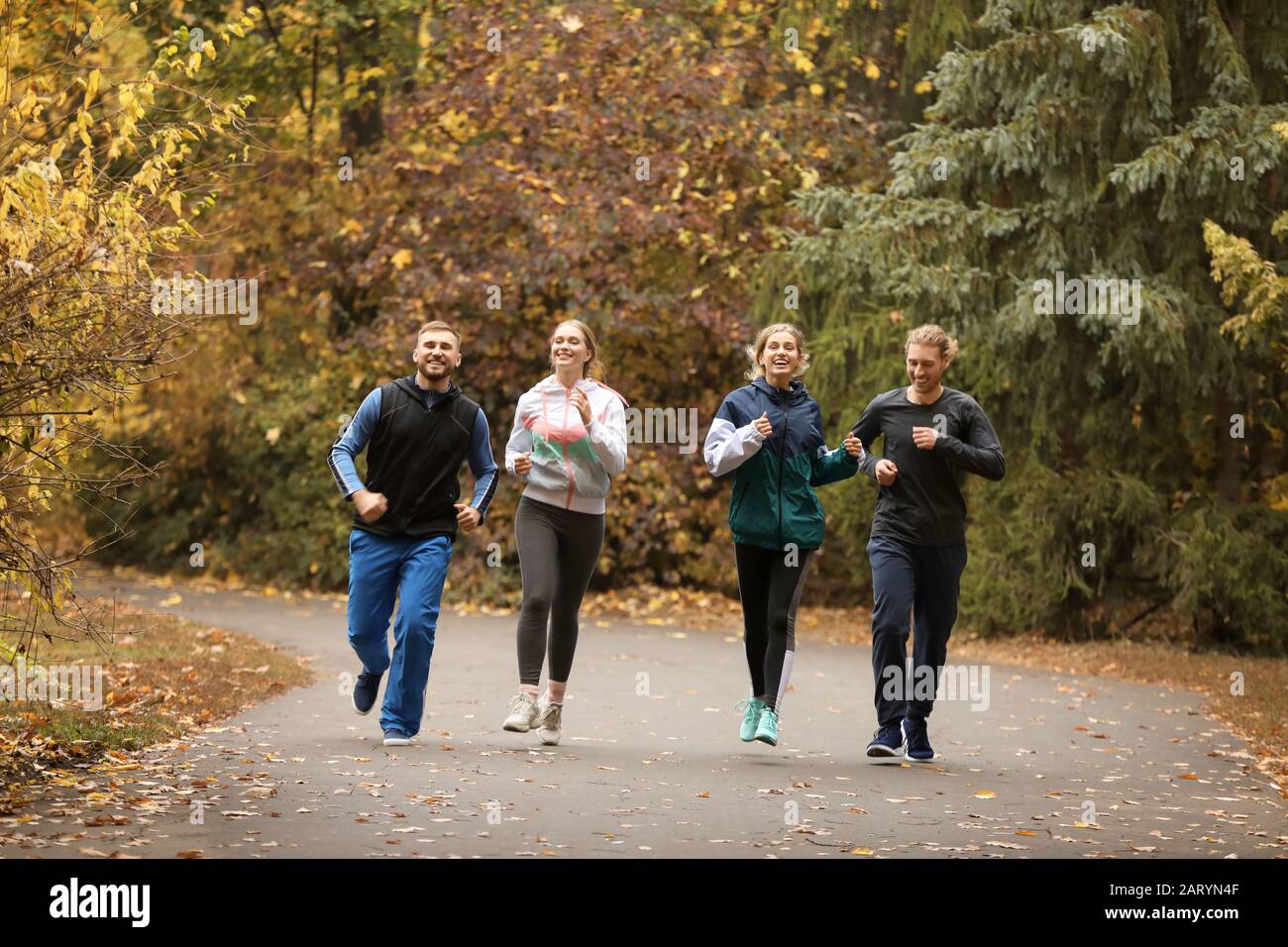 Woman group jogging autumn hi-res stock photography and images - Alamy