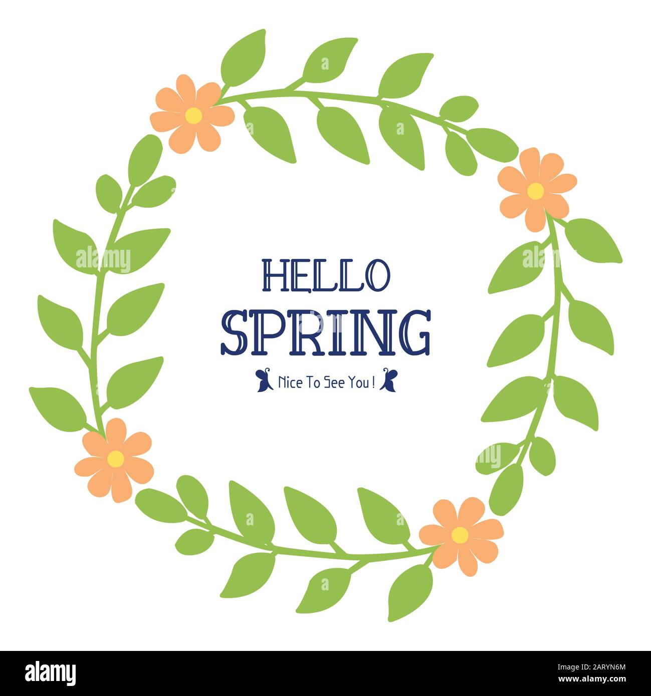 Seamless leaf and flower frame design, for hello spring greeting card ...