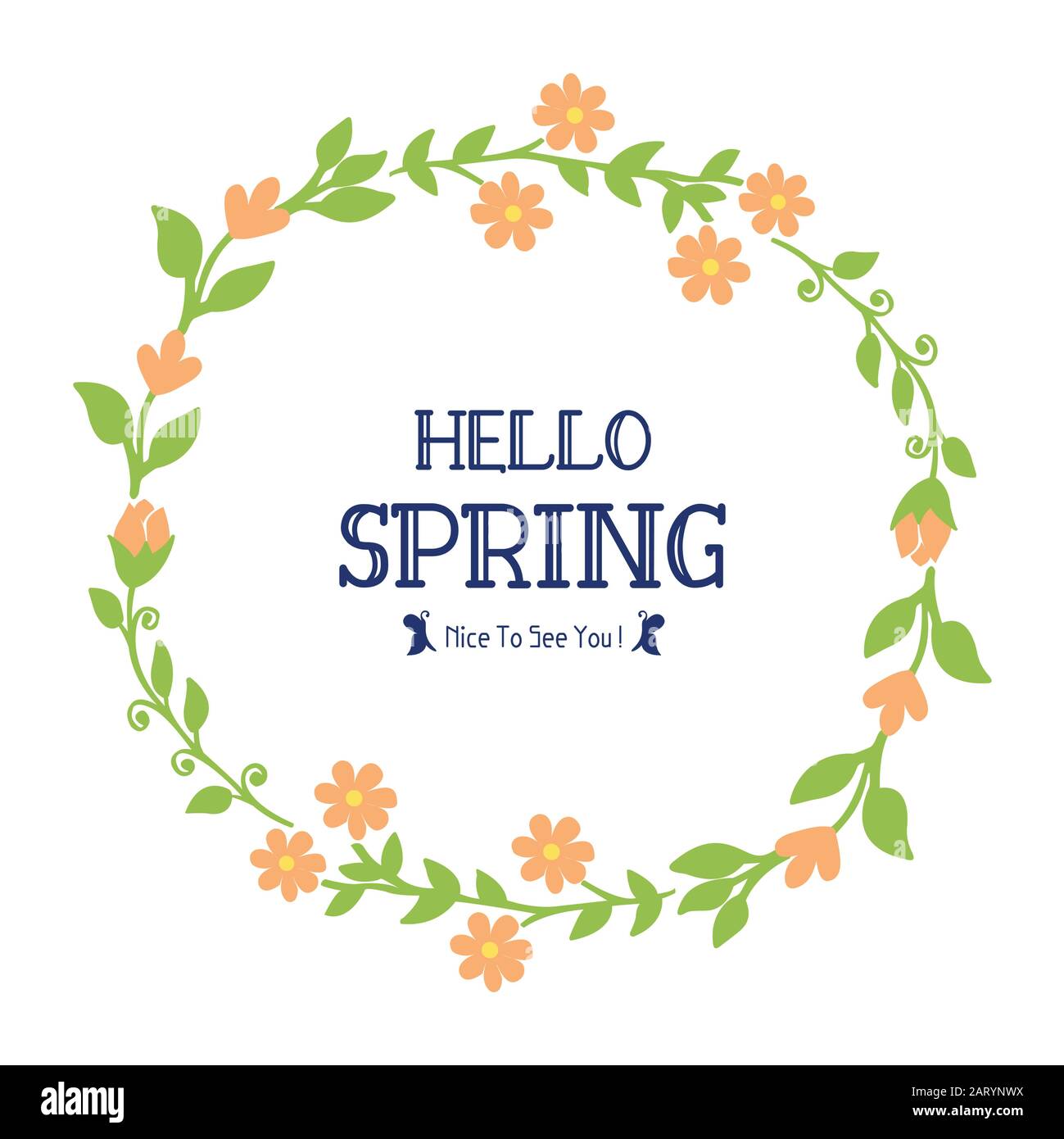 Unique Pattern of leaf and flower frame, for hello spring greeting card ...