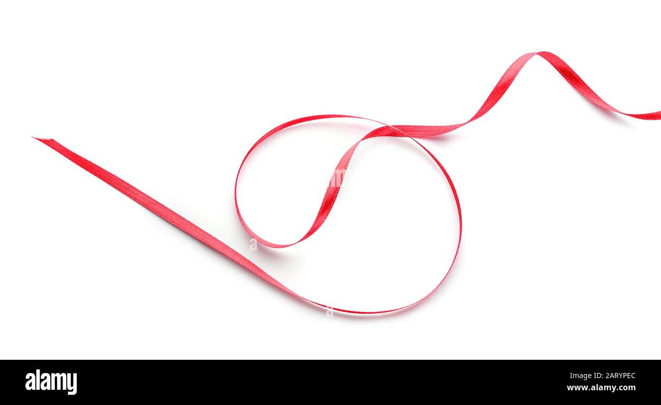 Beautiful red ribbon on white background Stock Photo - Alamy
