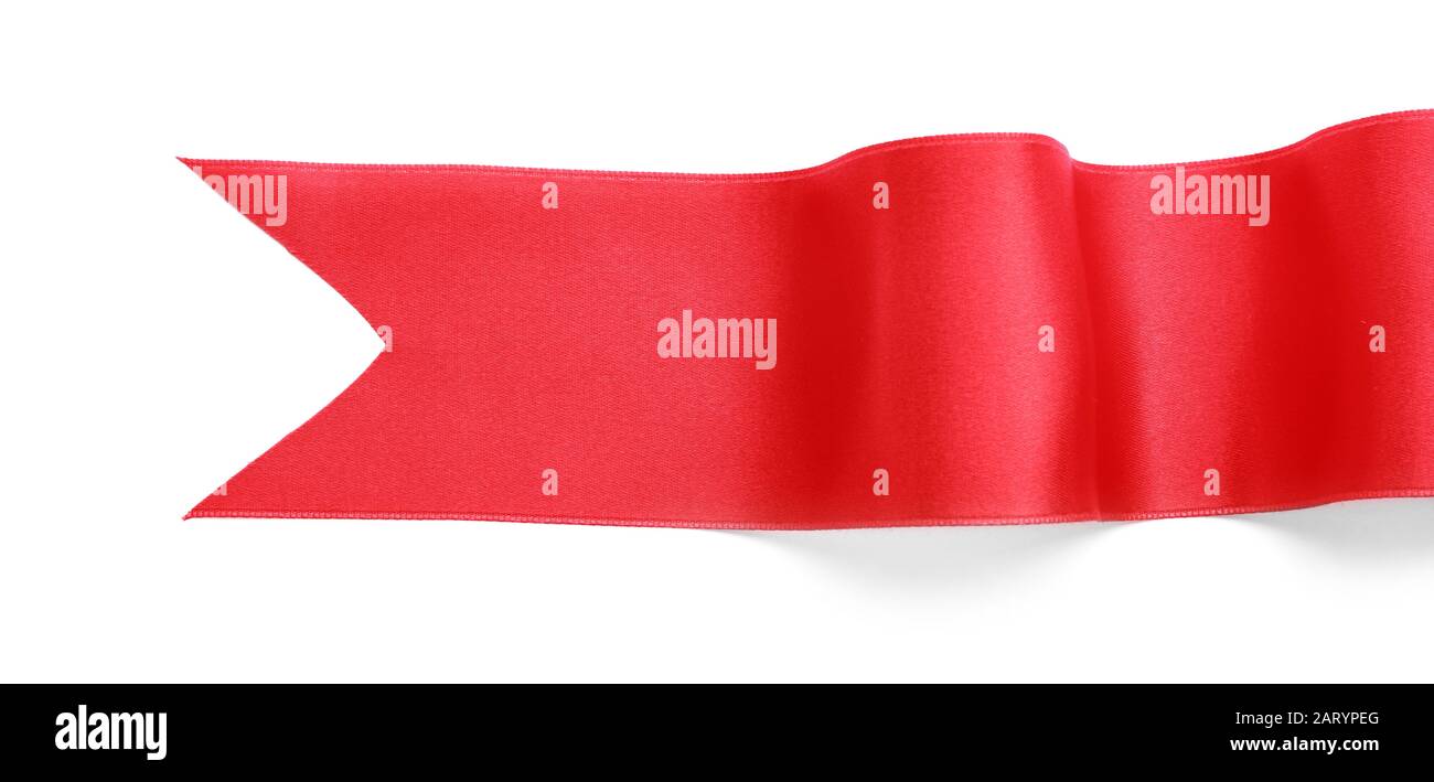 Beautiful red ribbon on white background Stock Photo - Alamy