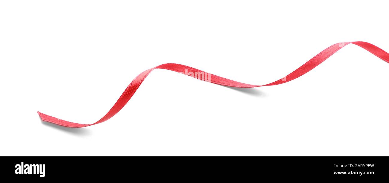 Beautiful red ribbon on white background Stock Photo - Alamy