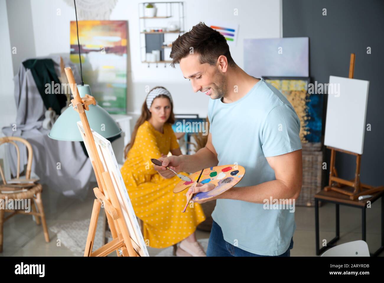 People Couple Posing For Artist Artists Hi Res Stock Photography And
