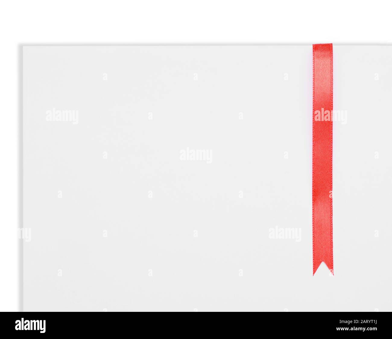 Paper sheet with red ribbon on white background Stock Photo - Alamy
