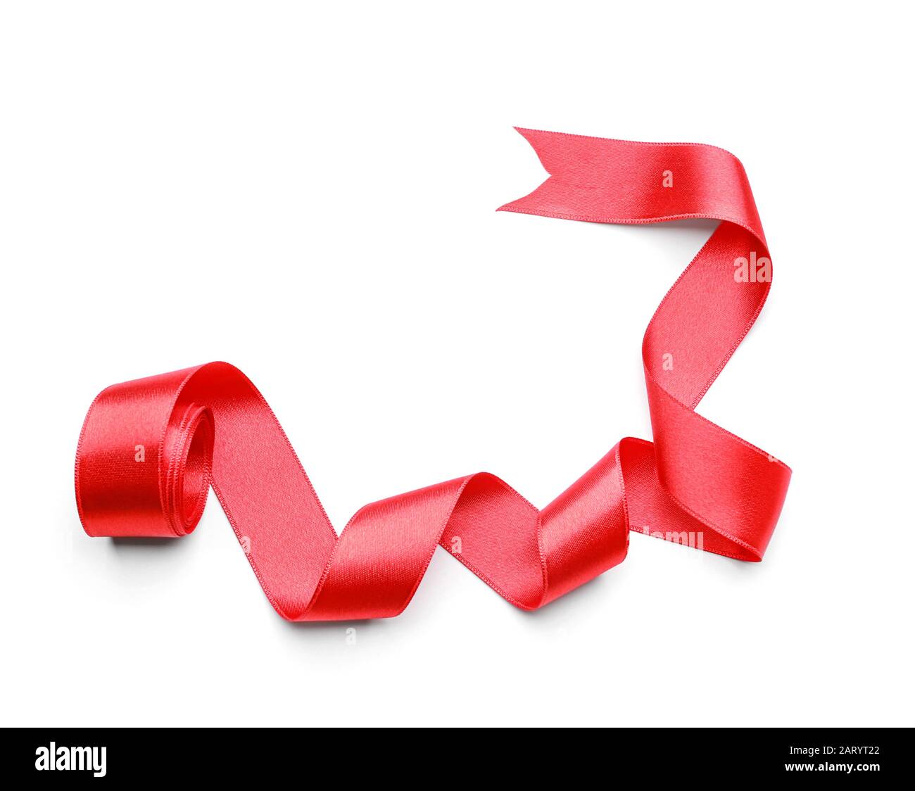 Beautiful red ribbon on white background Stock Photo - Alamy