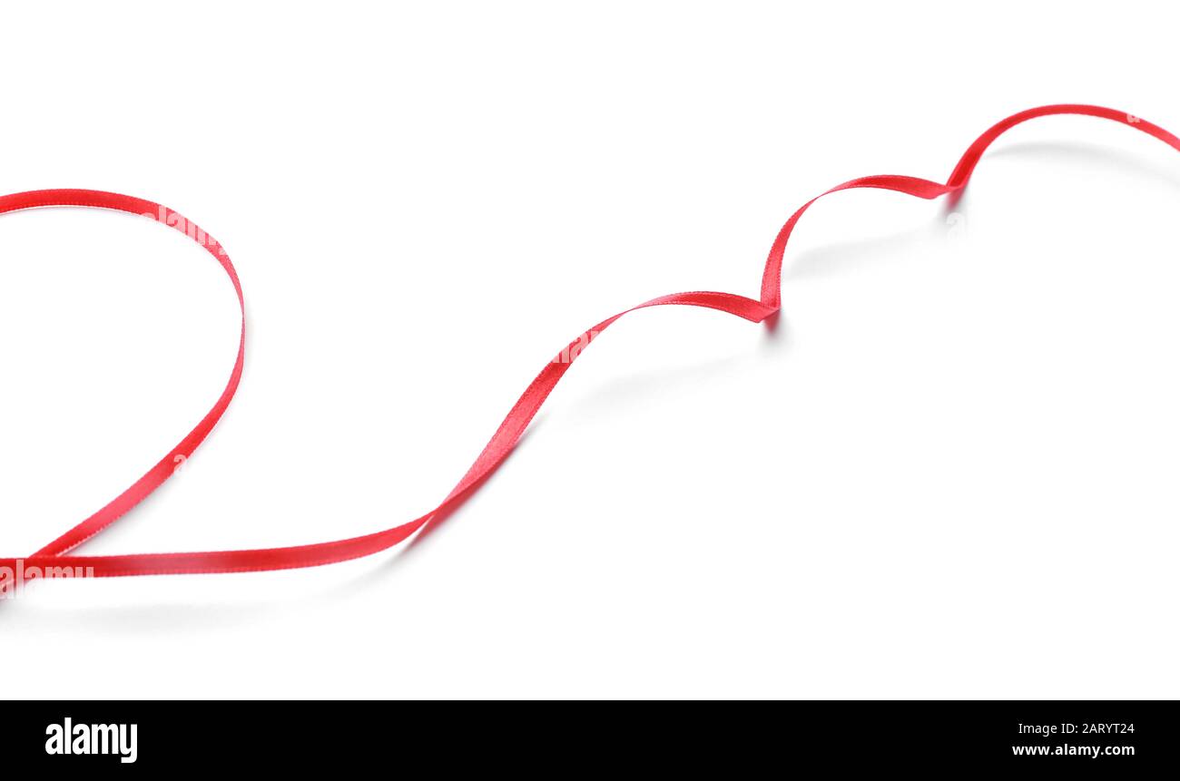 Beautiful red ribbon on white background Stock Photo - Alamy