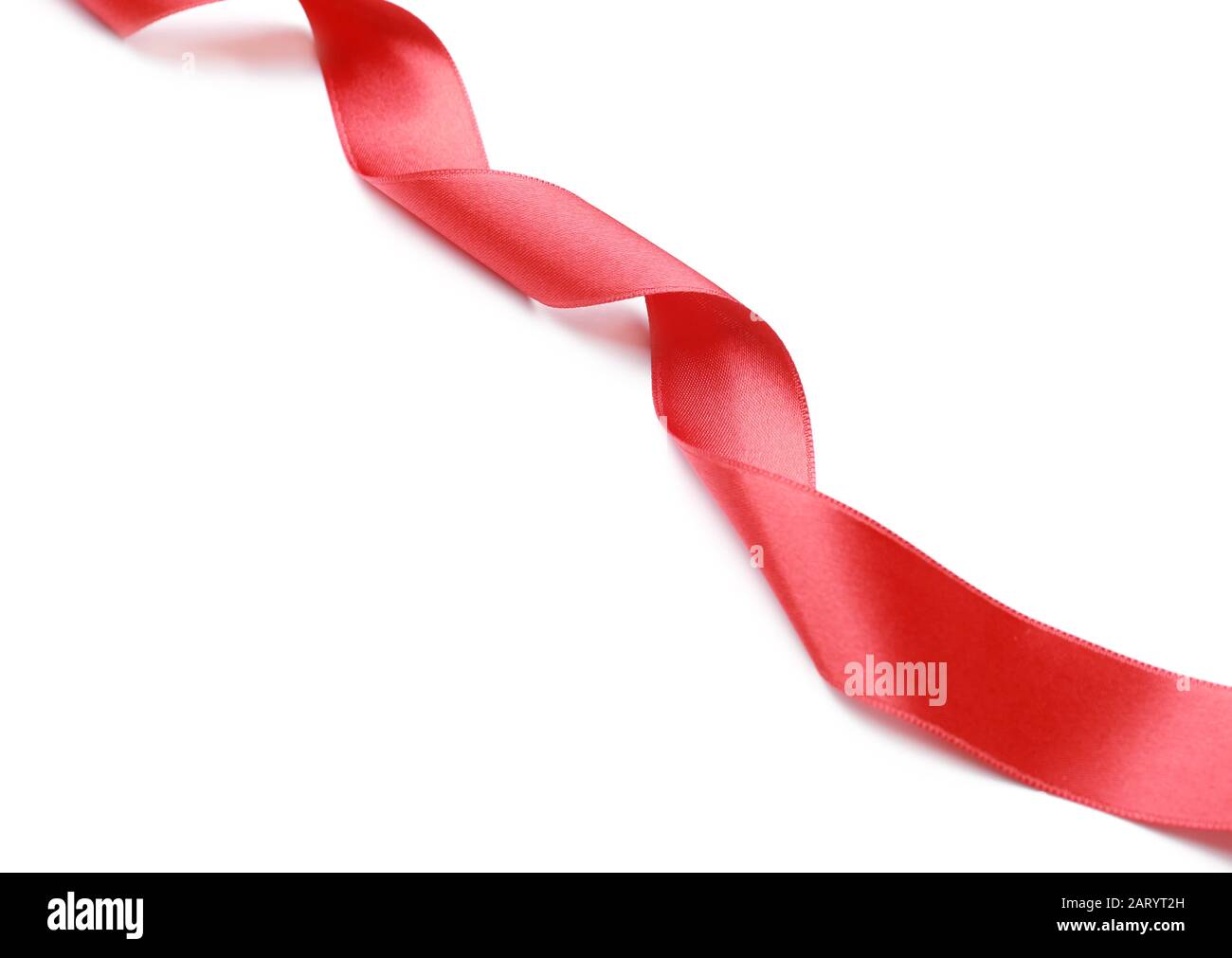 Beautiful red ribbon on white background Stock Photo - Alamy