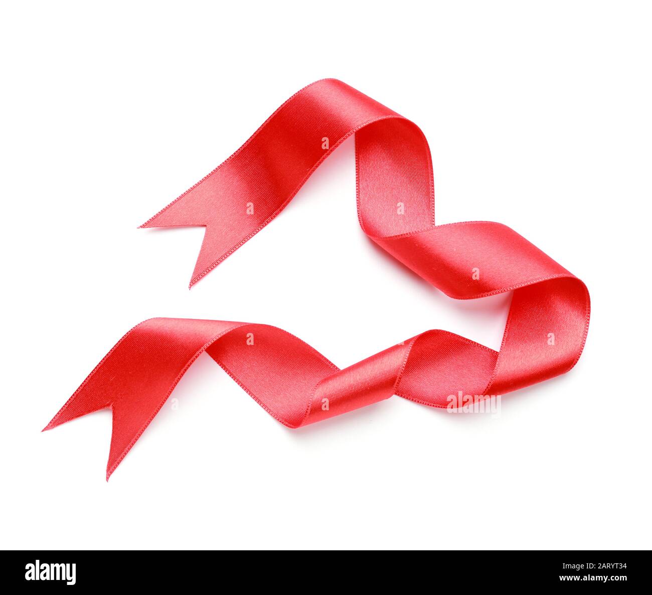 Beautiful red ribbon on white background Stock Photo - Alamy