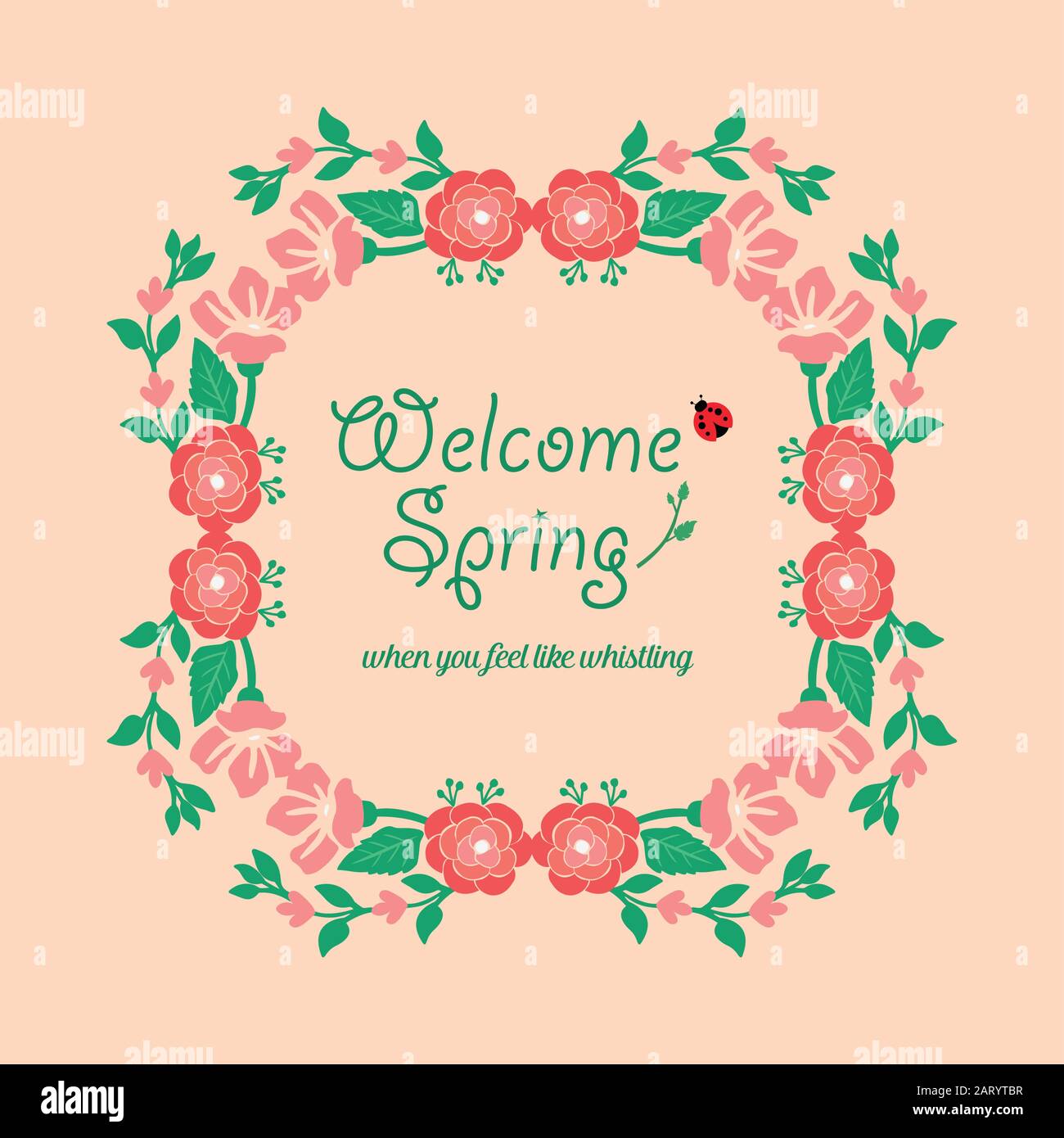Unique art Design leaf and flower frame, for welcome spring greeting ...