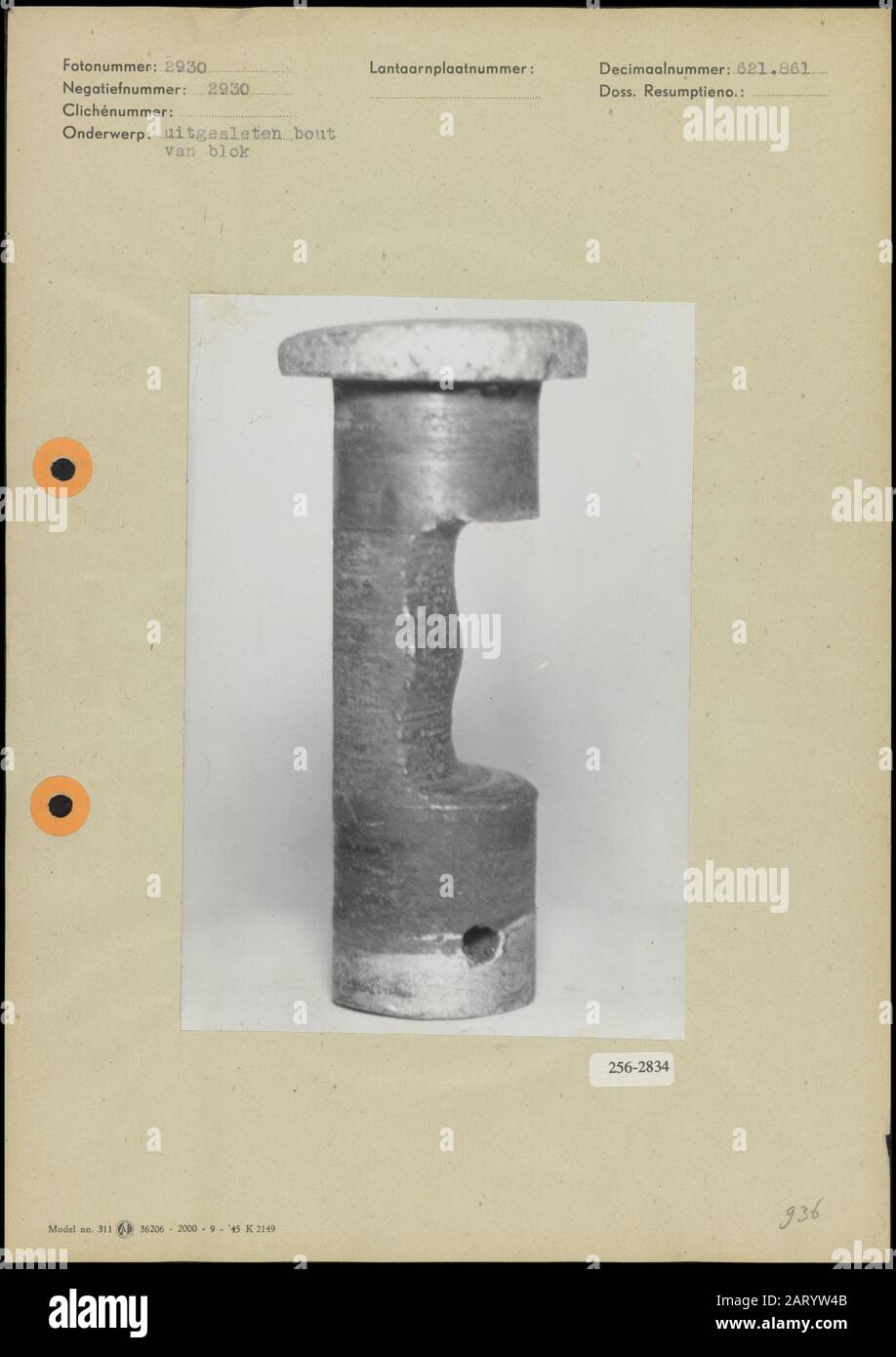 Worn out bolt of a block Date: undated Keywords: bolts Stock Photo - Alamy