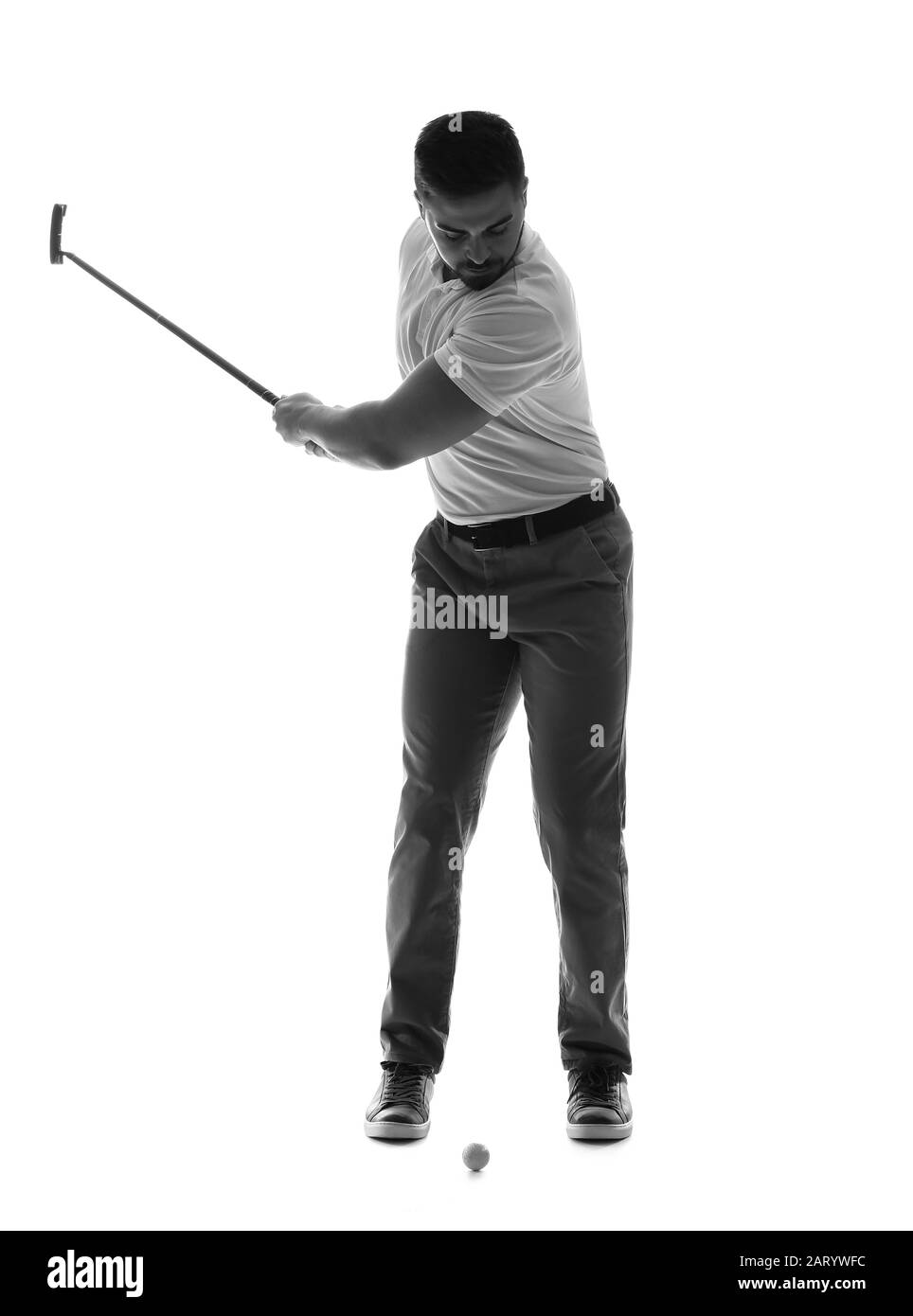 Young man on golf Black and White Stock Photos & Images - Alamy