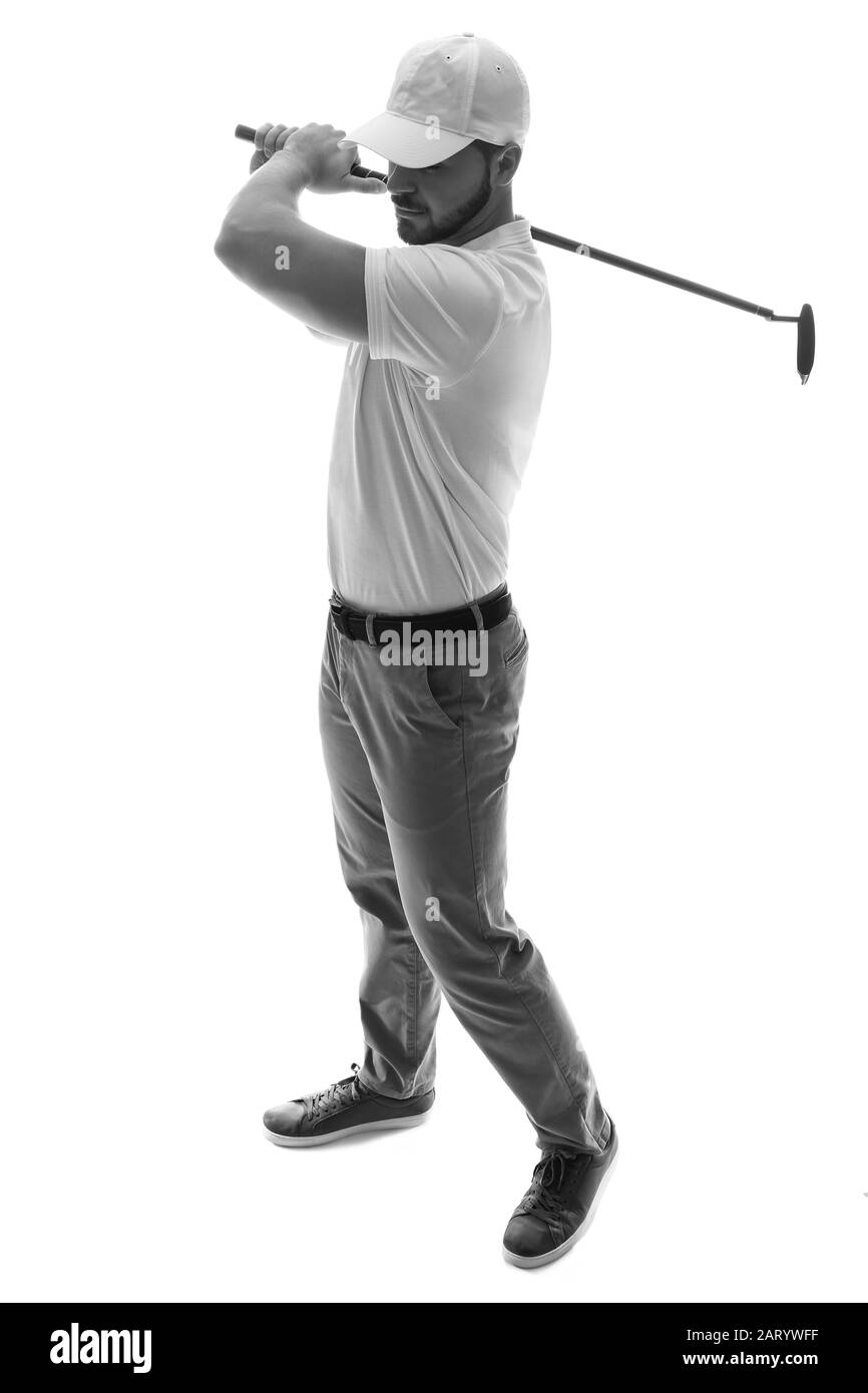Young man on golf Black and White Stock Photos & Images - Alamy