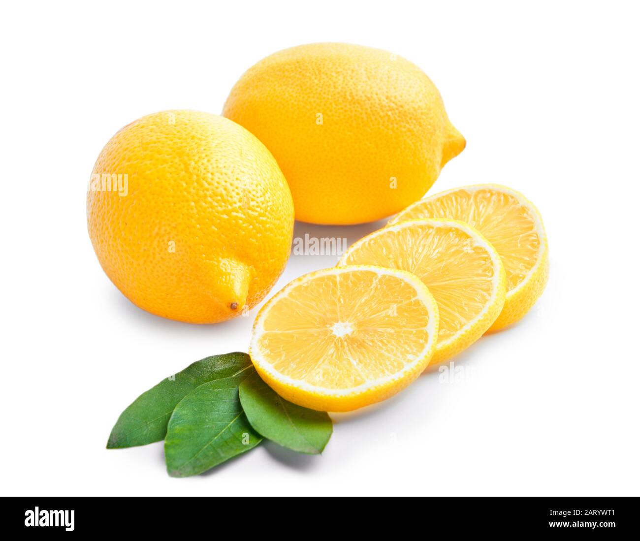 Ripe lemons on white background Stock Photo - Alamy