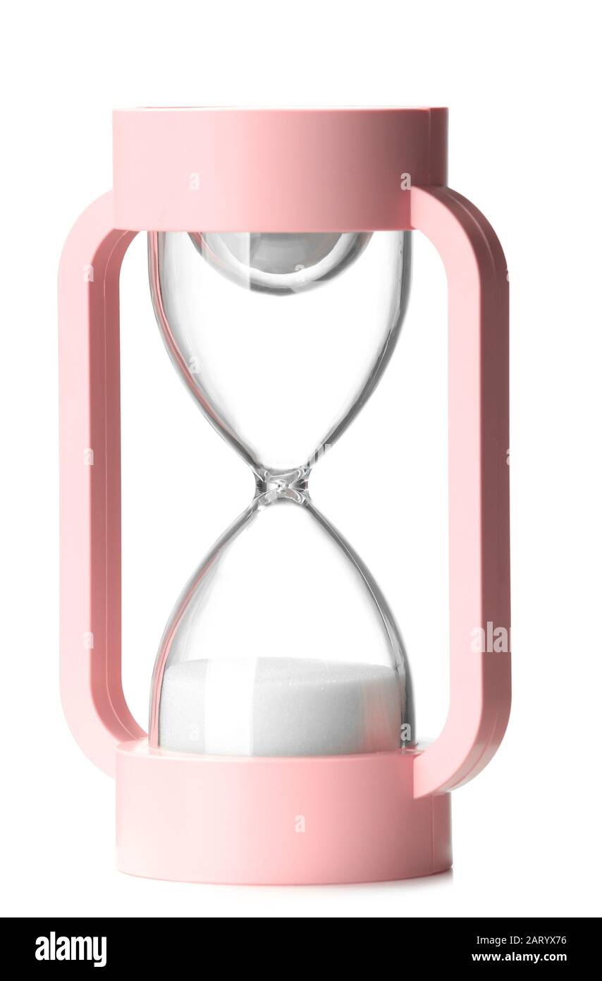 Stylish hourglass on white background Stock Photo - Alamy