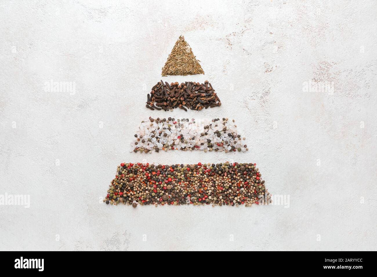Christmas tree shape made of spices on white background Stock Photo - Alamy