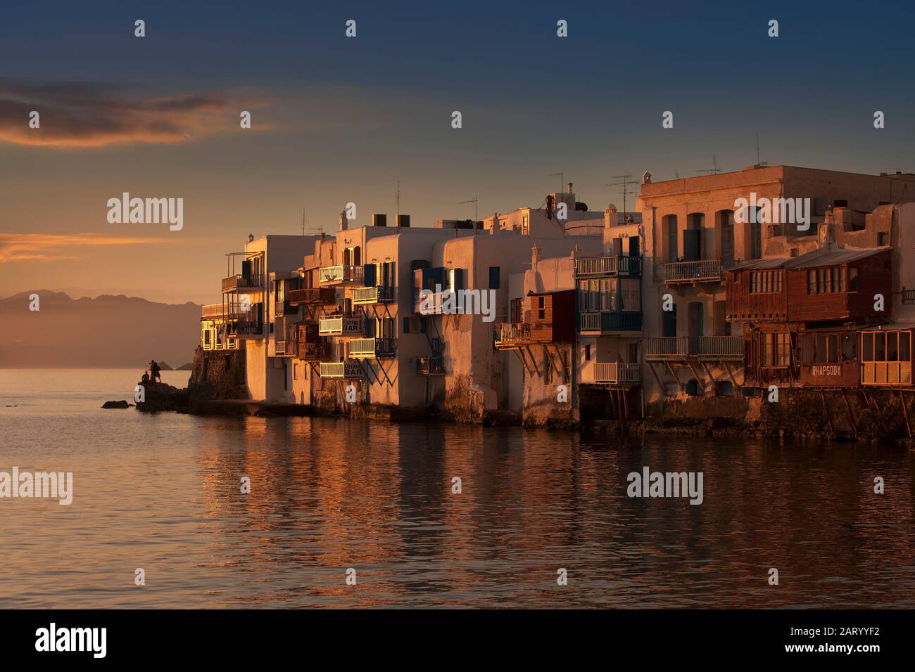Buildings on waterfront in Mykonos, Greece Stock Photo - Alamy