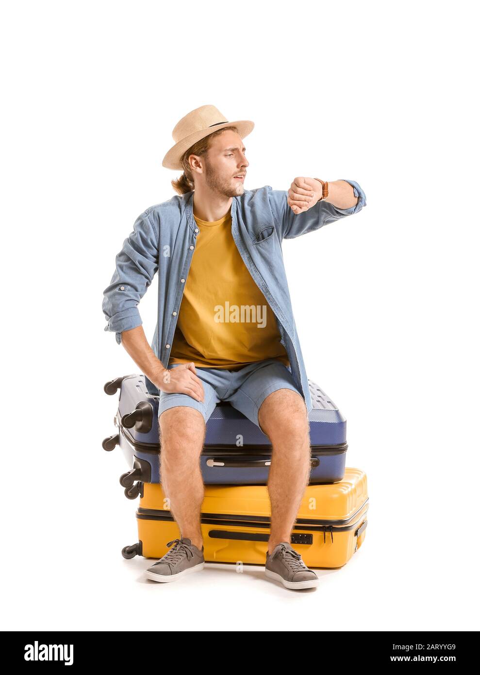 Time travel man tourist Cut Out Stock Images & Pictures - Alamy