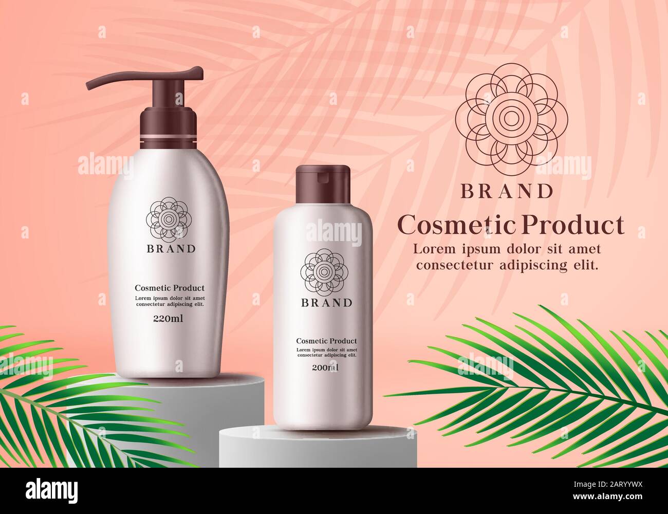 Cosmetic product vector advertising banner. Cosmetics mock up bottle of ...